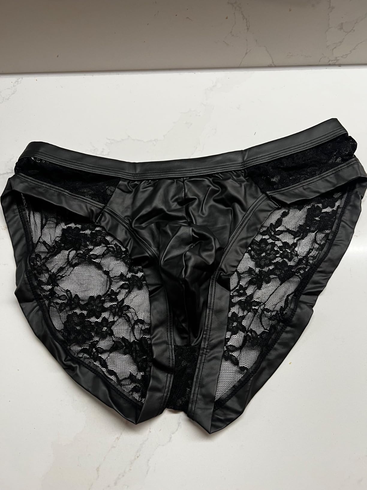 ohyeahlady Men's Briefs Lace Sheer Sexy Underwaear Shiny Bulge Pouch ...