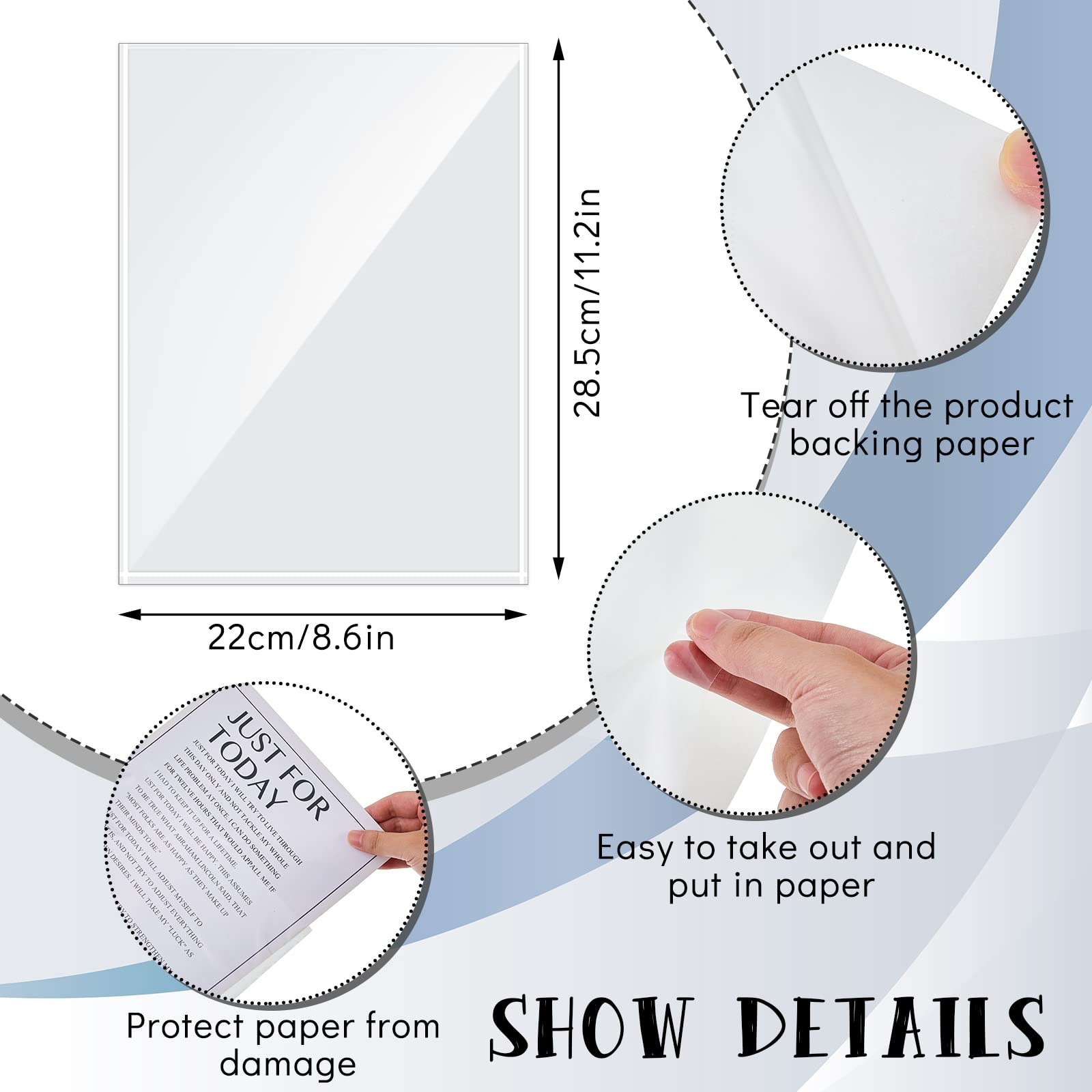 Self Adhesive Display Pockets Peel and Stick Clear Paper Sleeves Wall ...