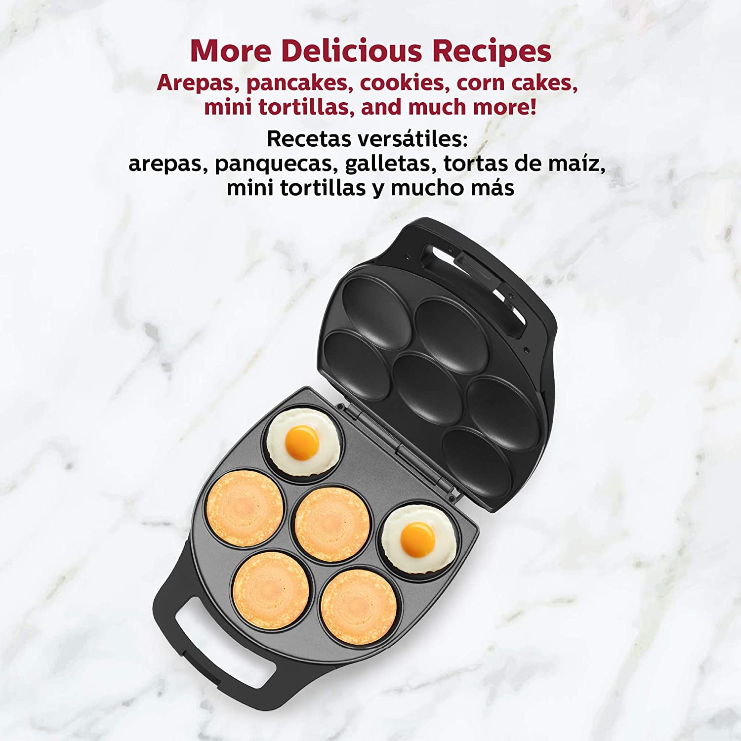 Muffin Maker 6-Section Arepa Maker - Non-Stick Multi-Food Maker For ...