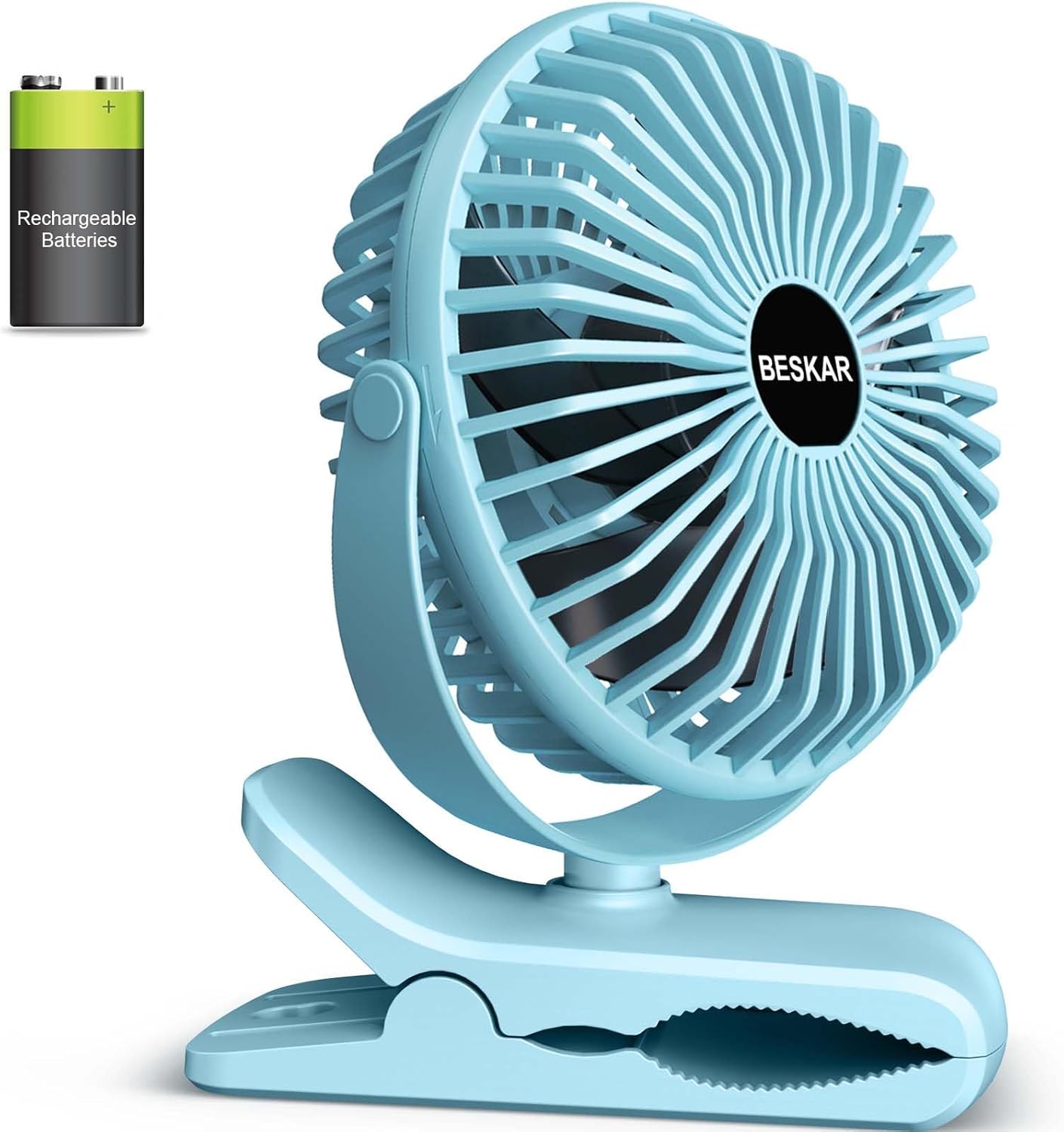 Amazon.com: BESKAR Portable Clip on Fan Rechargeable, 4 Speeds Small ...
