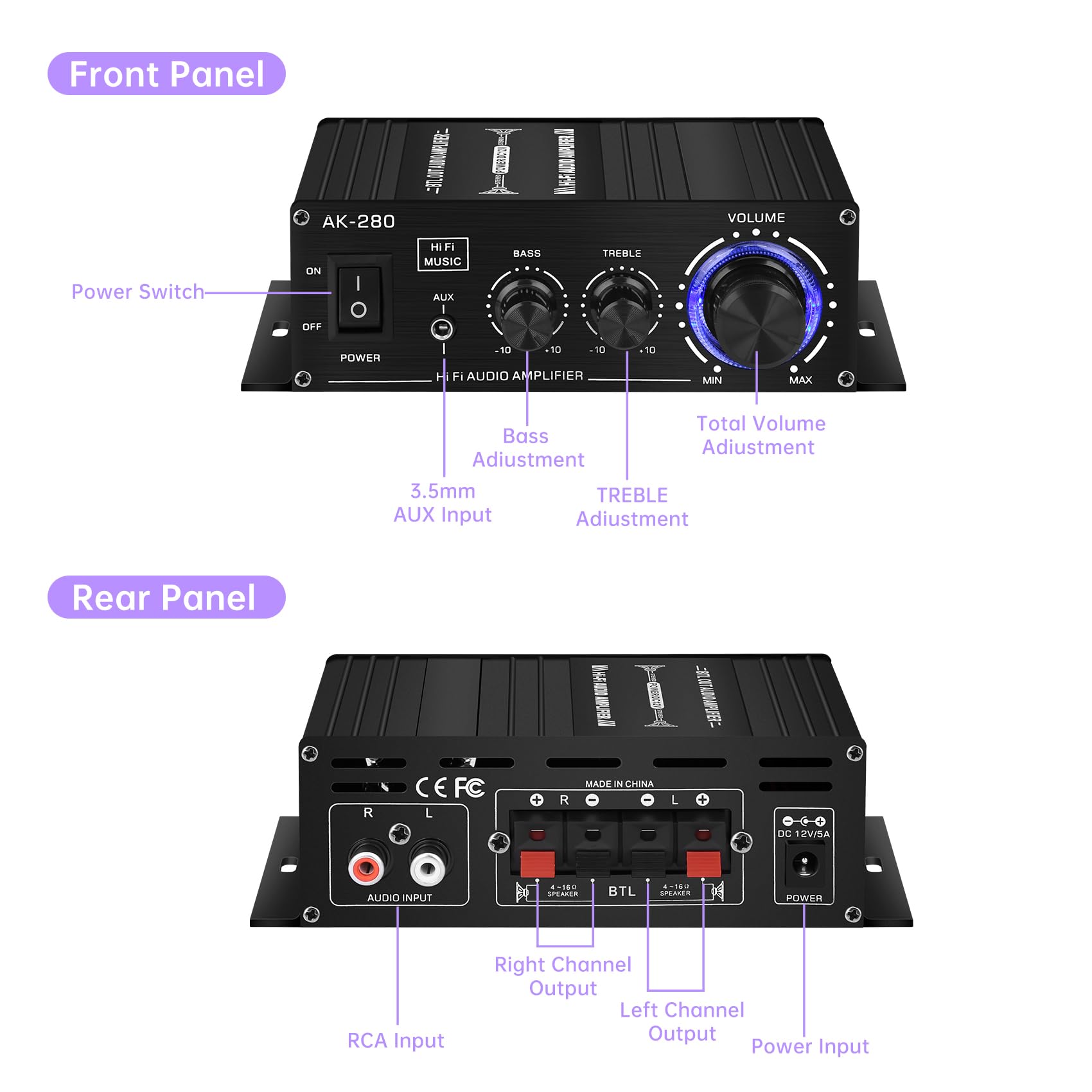 Snapklik.com : Daakro AK280 Home Mini Audio Amplifier - 40W+40W ...