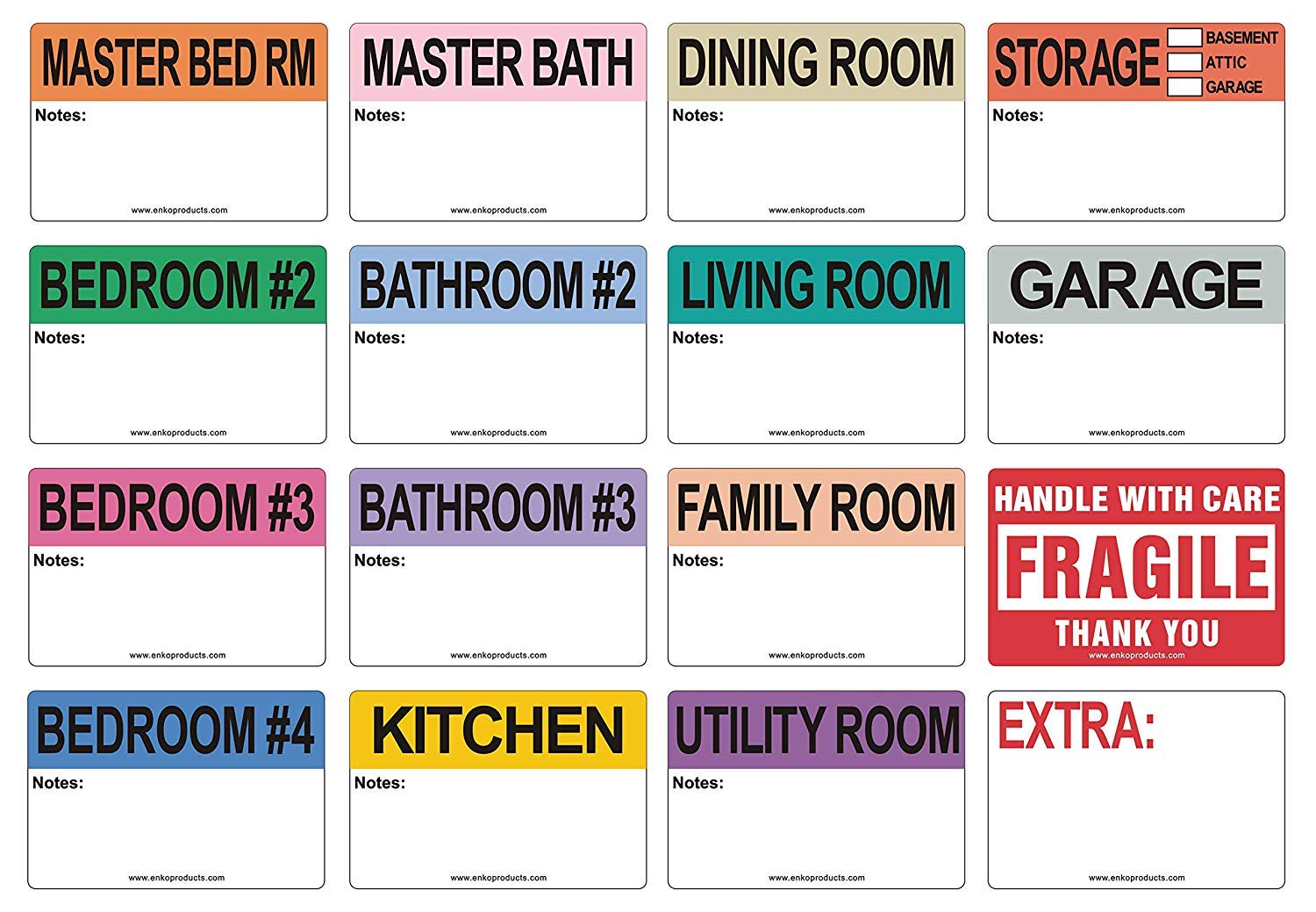 Buy enKo - 2 x 3 Inch Extra Large Home Moving Packing Labels Stickers ...