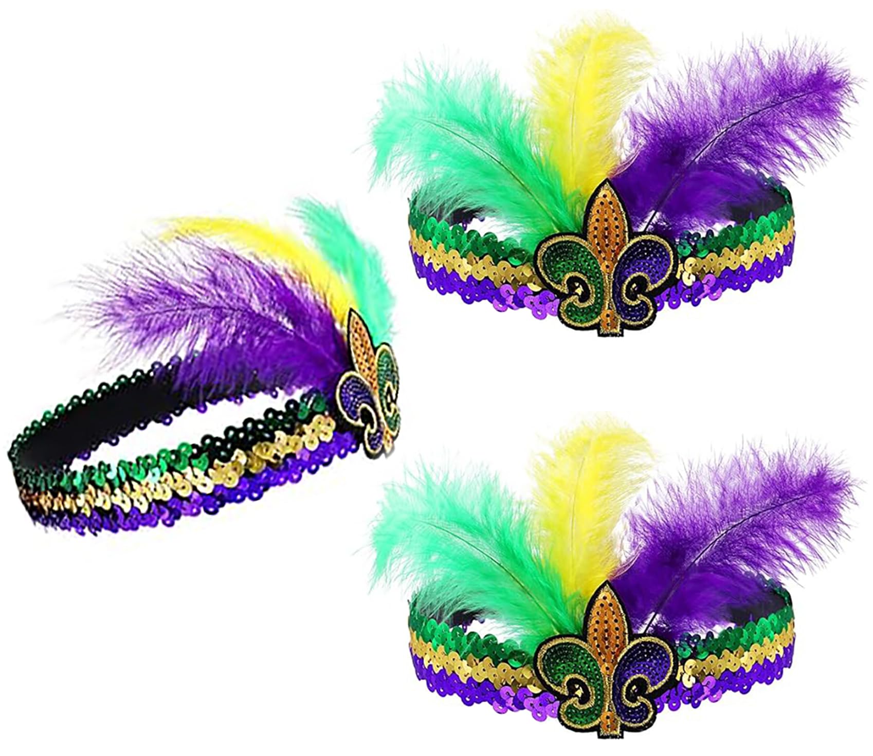 Amazon.com: WOVOWOVO 3 Packs Mardi Gras Headband Glitter Sequin Mardi ...