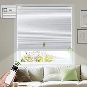 Amazon.com: MiLin No Drill Motorized Cellular Shades for Home Cordless Motorized Blinds with ...