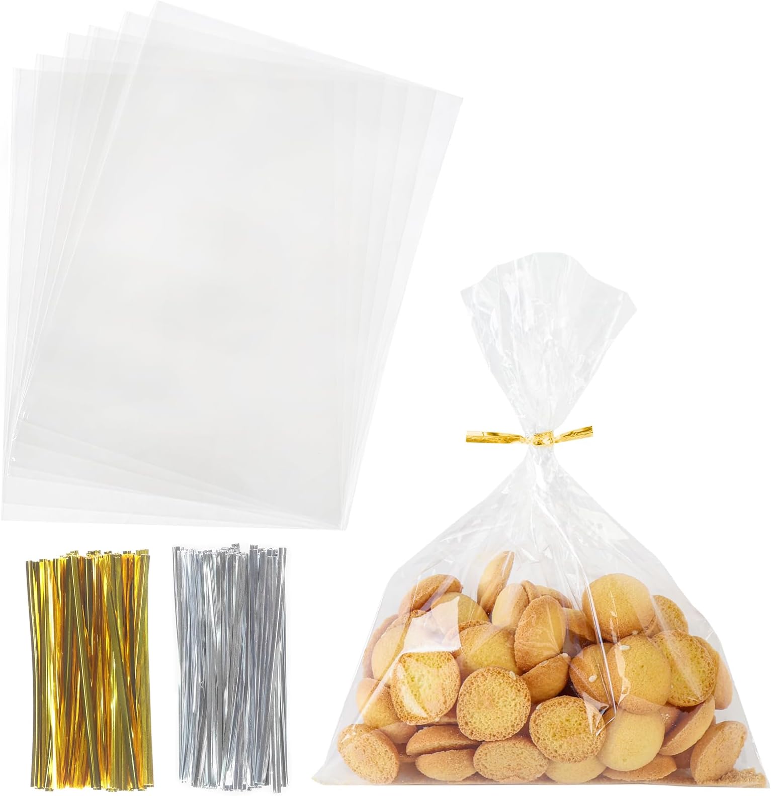 Amazon.com: LOKIQNG Cellophane Treat Bags - Clear Cookie Candy Bags ...