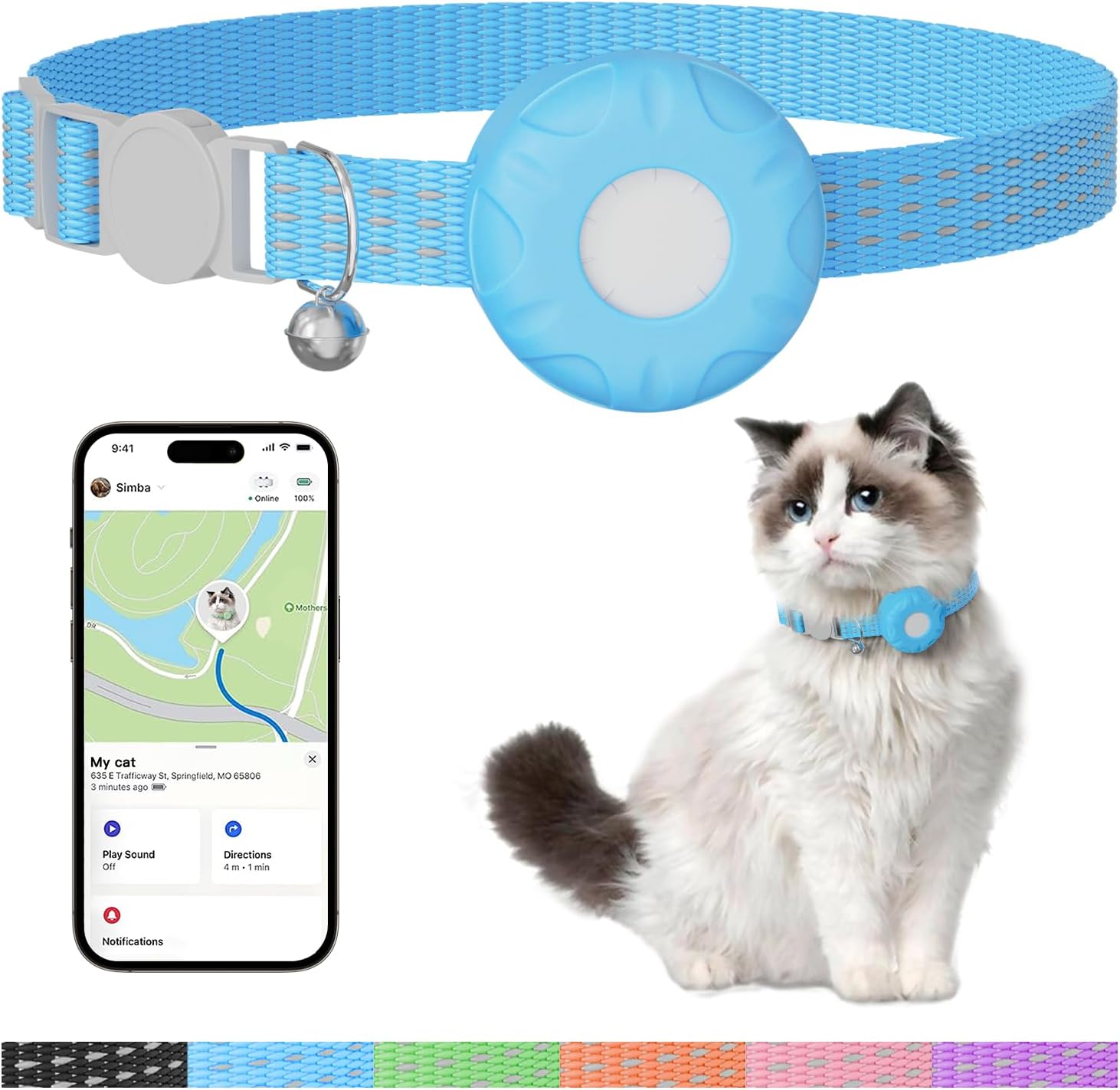 Amazon.com: ZFSJ Cat Tracker,GPS Pet Tracker for Cats (Only iOS ...