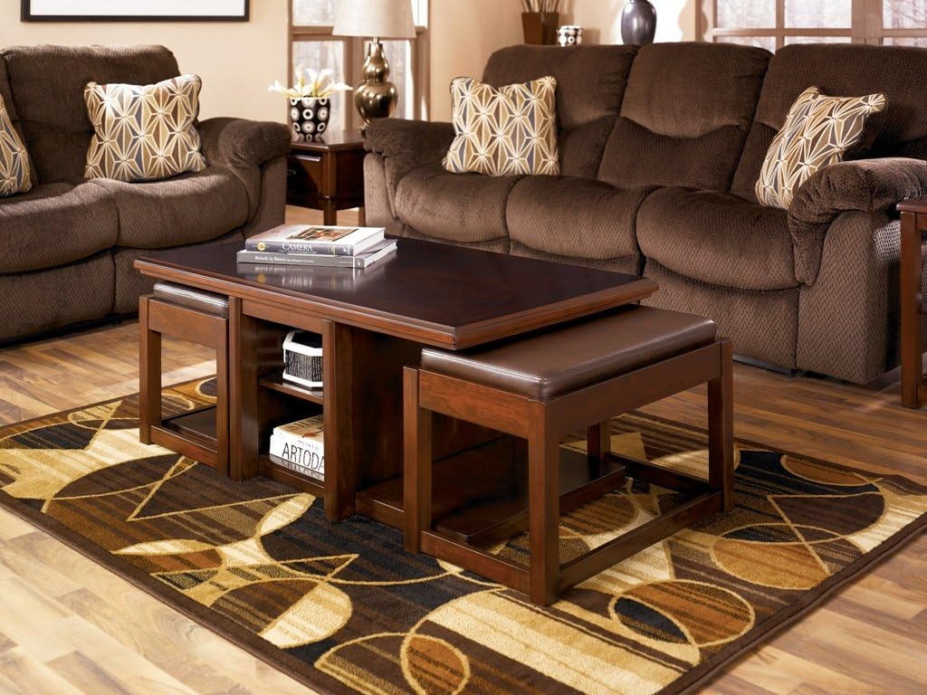 Amazon.com: Rectangular Cocktail With Two Nesting Ottomans # T566-1 ...