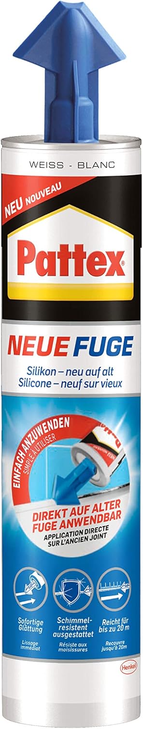 Pattex PNFSN Perfect Bath New Grout Cartridge, White Sanitary Silicone ...