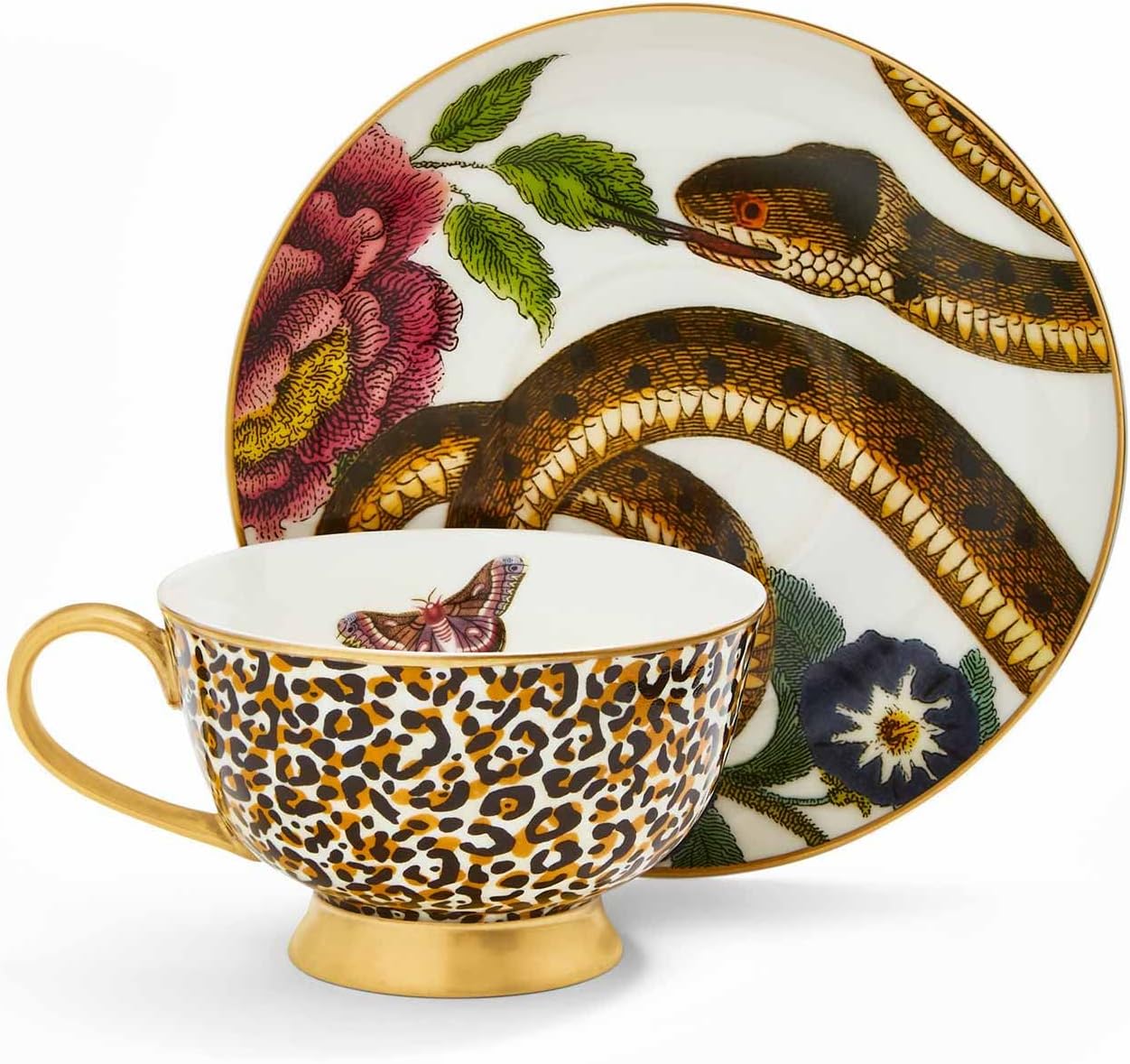 Amazon.com | Bone China Ceramic Tea Cup Coffee Cup and Saucer, Leopard ...