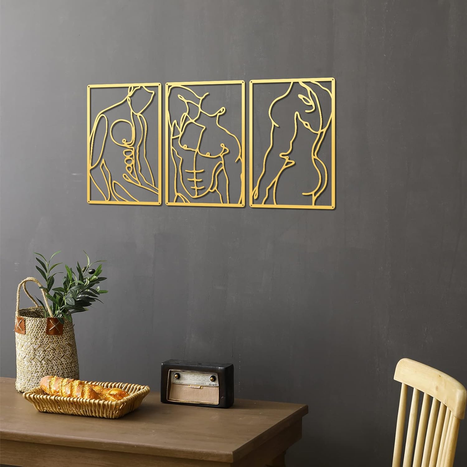 Amazon.com: Peryiter 3 Pieces Wall Art Decor Minimalist Single Line Art ...