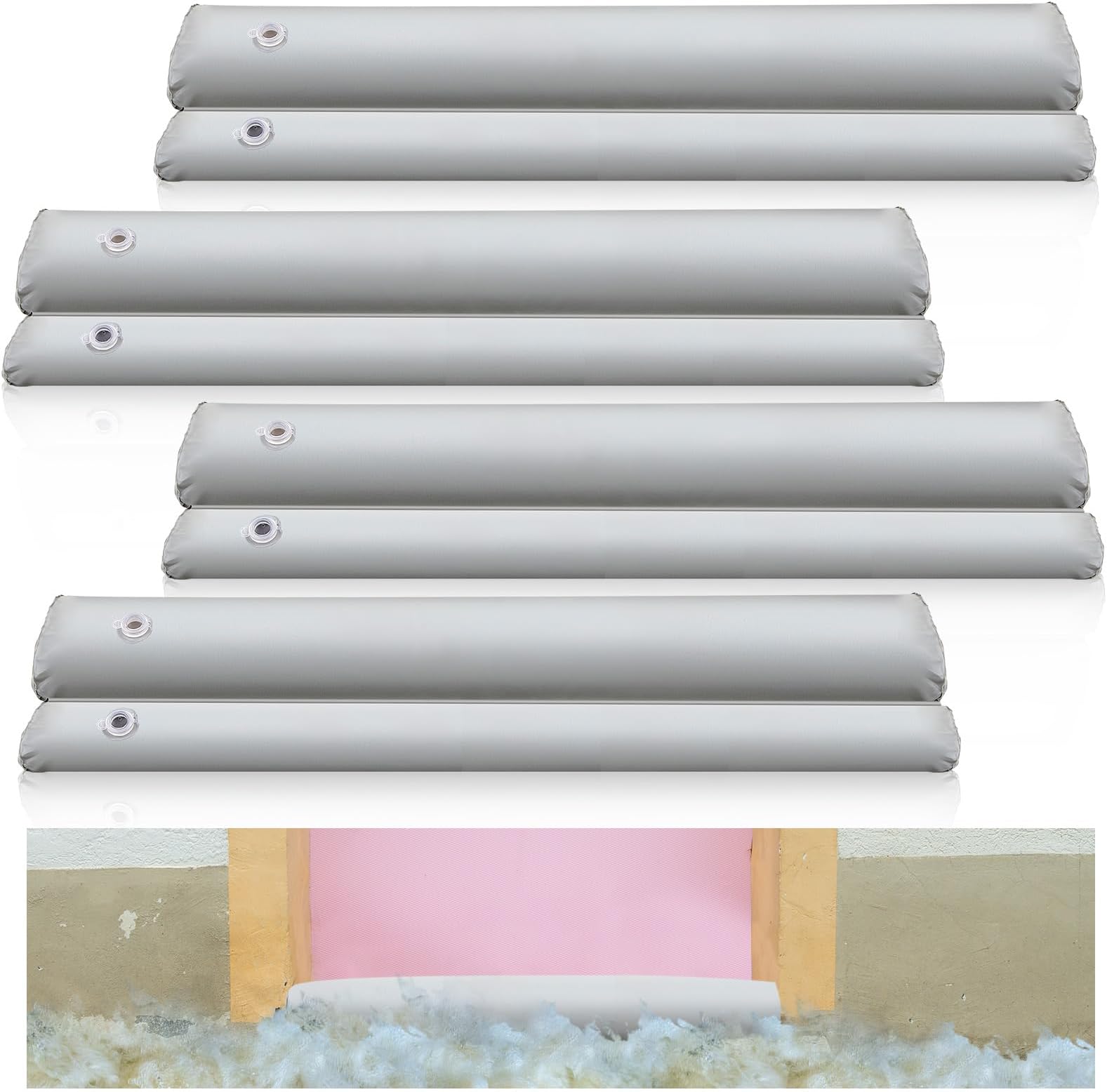 Frienda 6 Pcs PVC Flood Barriers for Home 4 ft x 9 in x 6 in Reusable ...