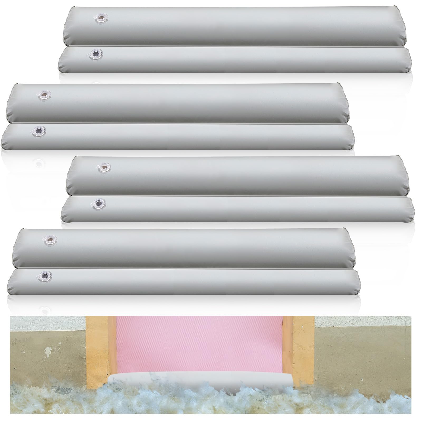 Frienda 4 Pcs PVC Flood Barriers for Home 4 ft x 9 in x 6 in Reusable ...