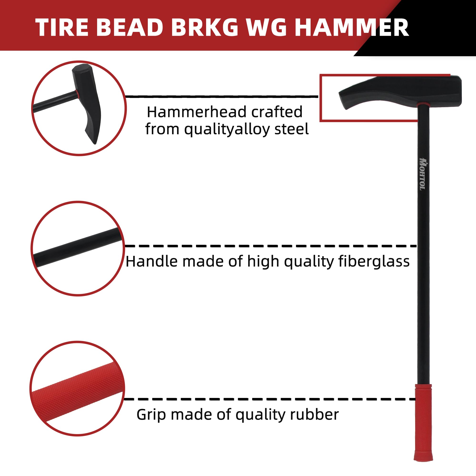 MOHTOL Tire Hammer, Heavy-Duty Bead Breaking Wedge, Bead Breaker Tool ...