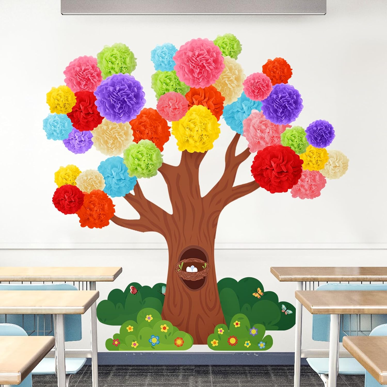 Amazon.com: Qeeenar 3D Spring Classroom Tree Bulletin Board Decorations ...