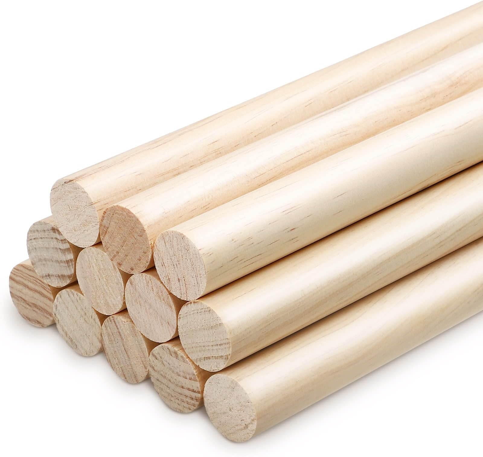 Amazon.com: 1 x 12 Inch Dowel Rods Wood Sticks Wooden Dowel Rods Round ...