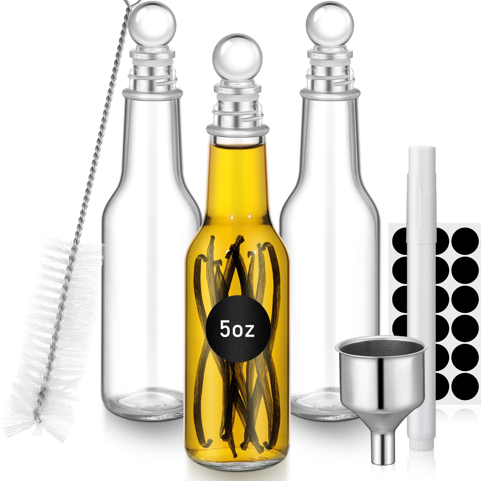 Amazon.com: Tioncy 3 Pcs 5 oz Vanilla Extract Bottles Glass Sauce ...