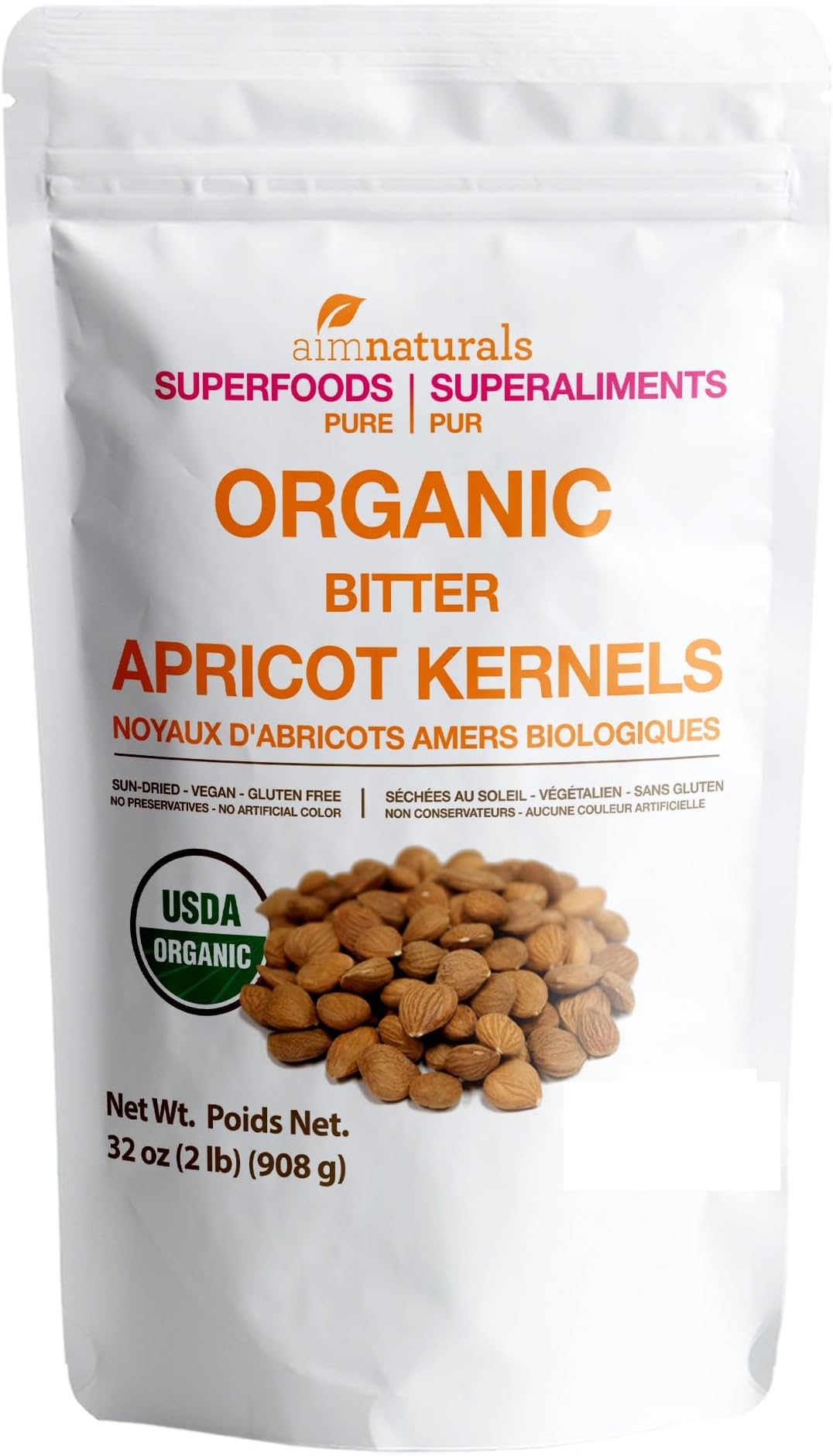 Amazon.com : Bitter Apricot Kernels Organic Raw (1LB) - USDA Organic ...