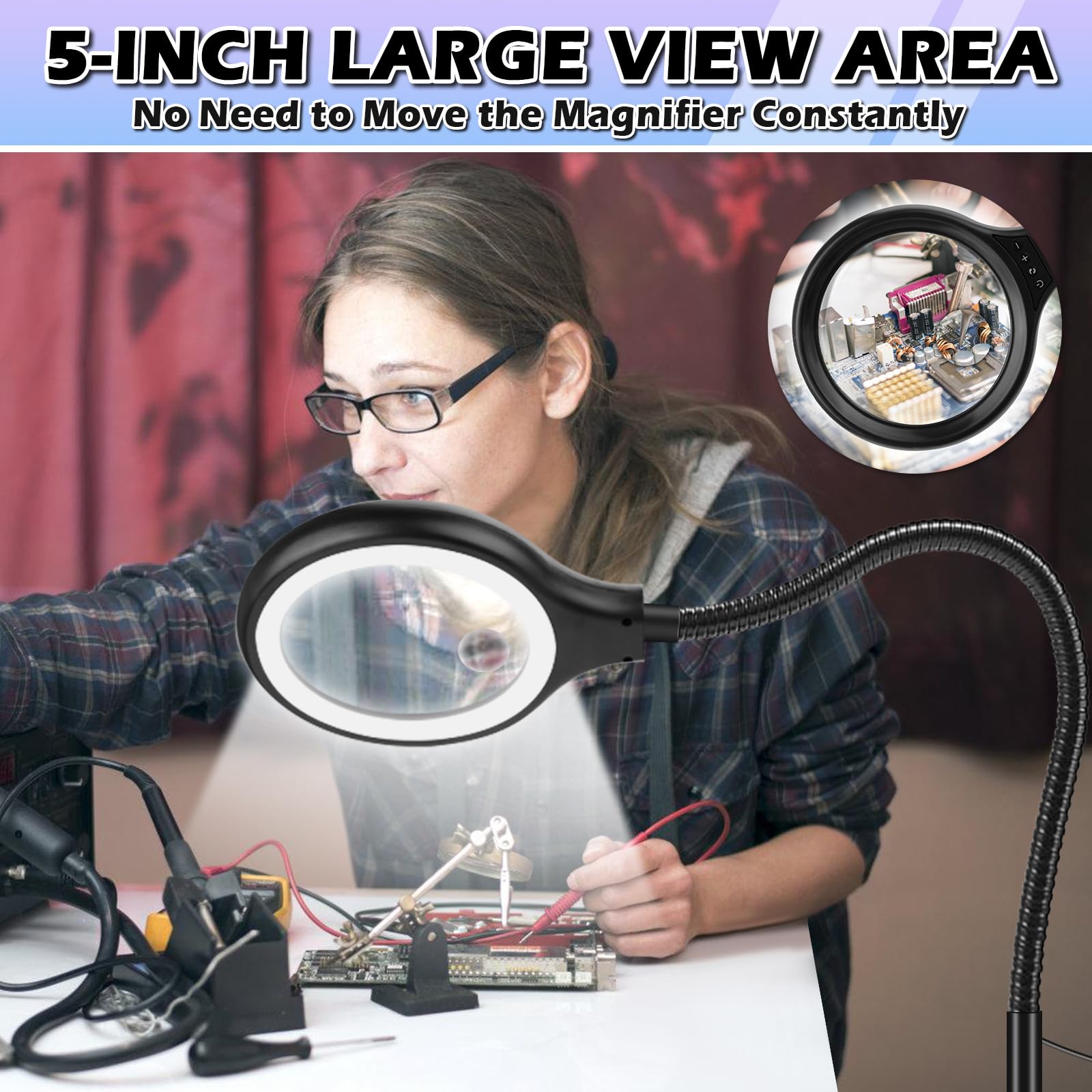 Flexible Magnifier Floor Magnifying Glass 10X 20X With Floor Stand And