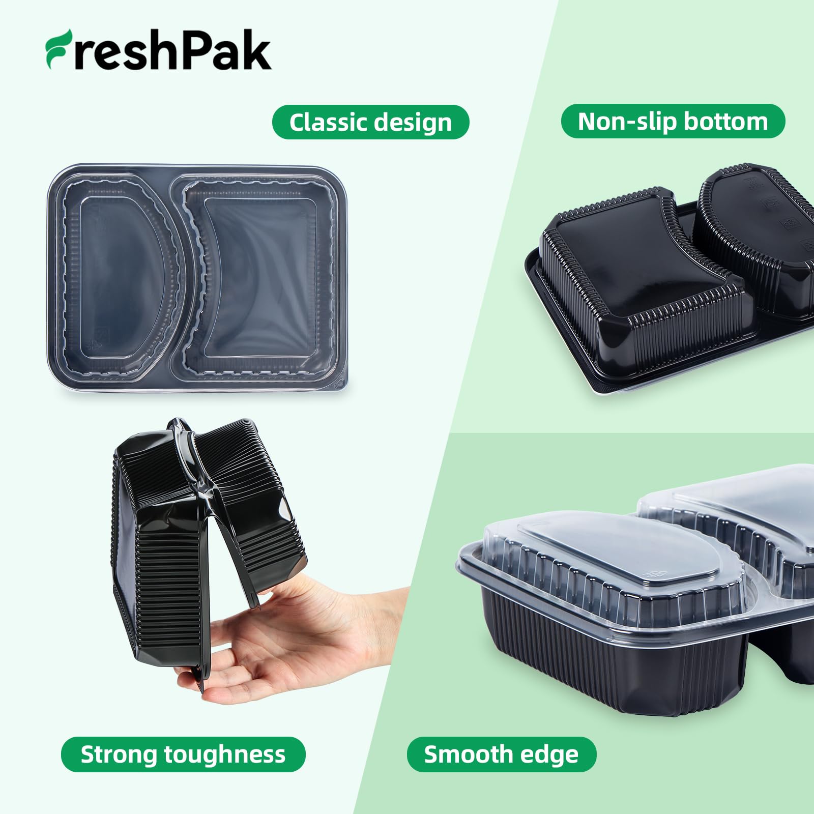 Snapklik.com : FRESHPAK Takeout Containers Reusable 40 Pack 40oz ...