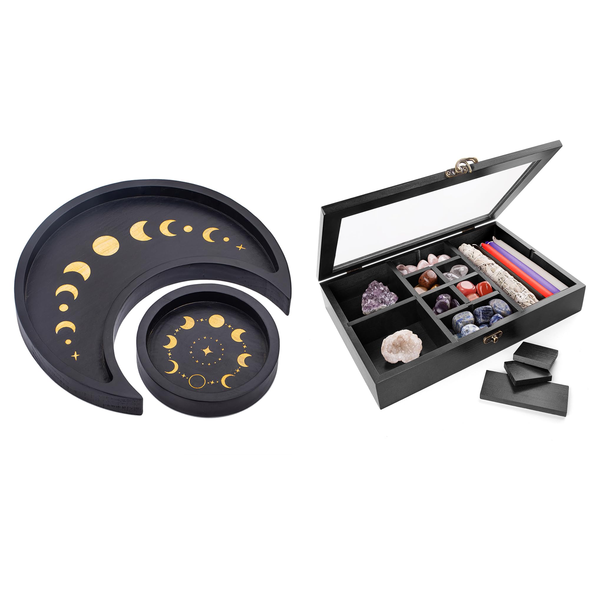 Amazon.com: Crescent Moon Tray Crystal Holder Set, Adjustable Rock ...