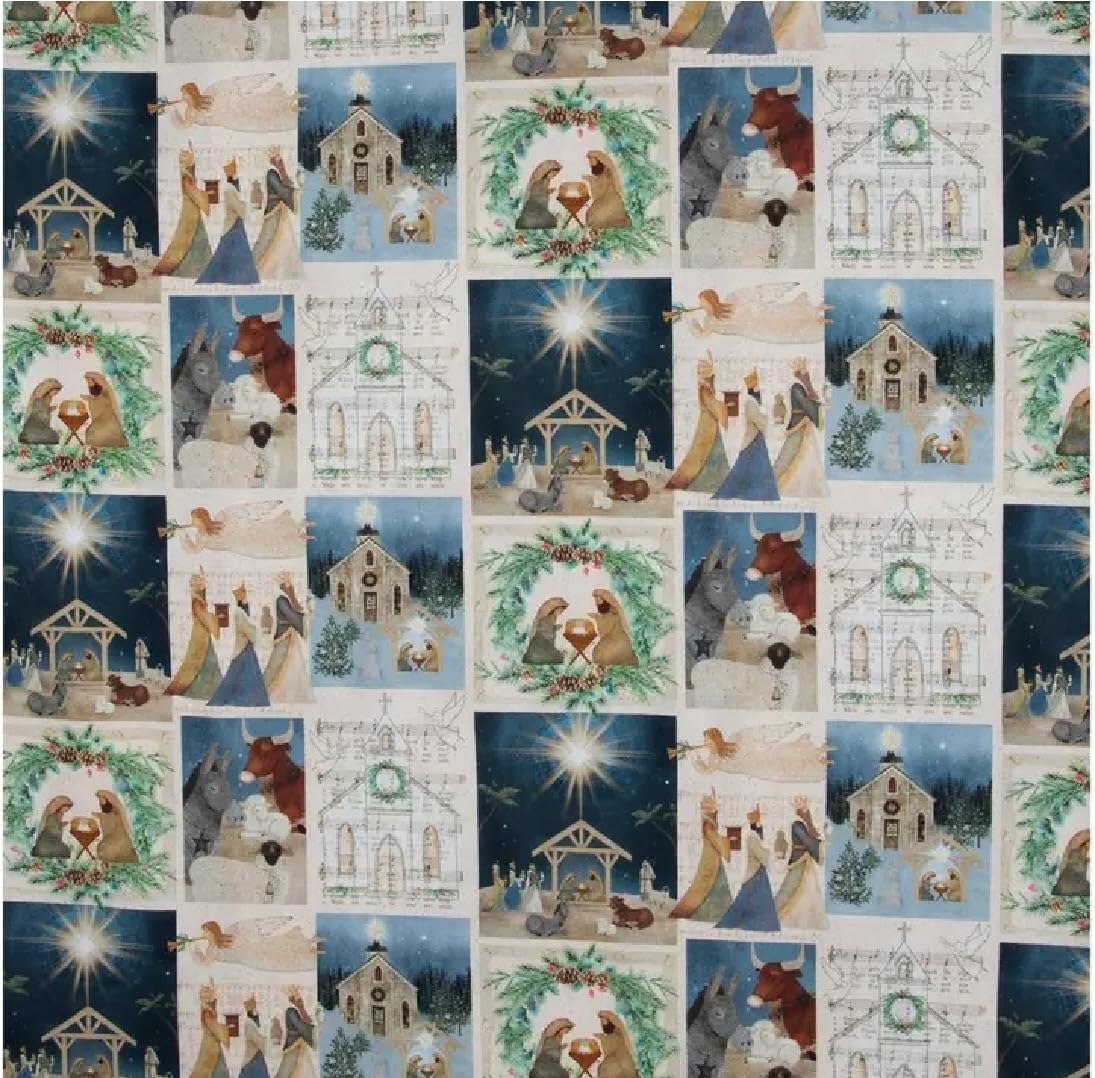 Amazon.com: Fat Quarter Nativity Christmas Patchwork Design 100% Cotton ...