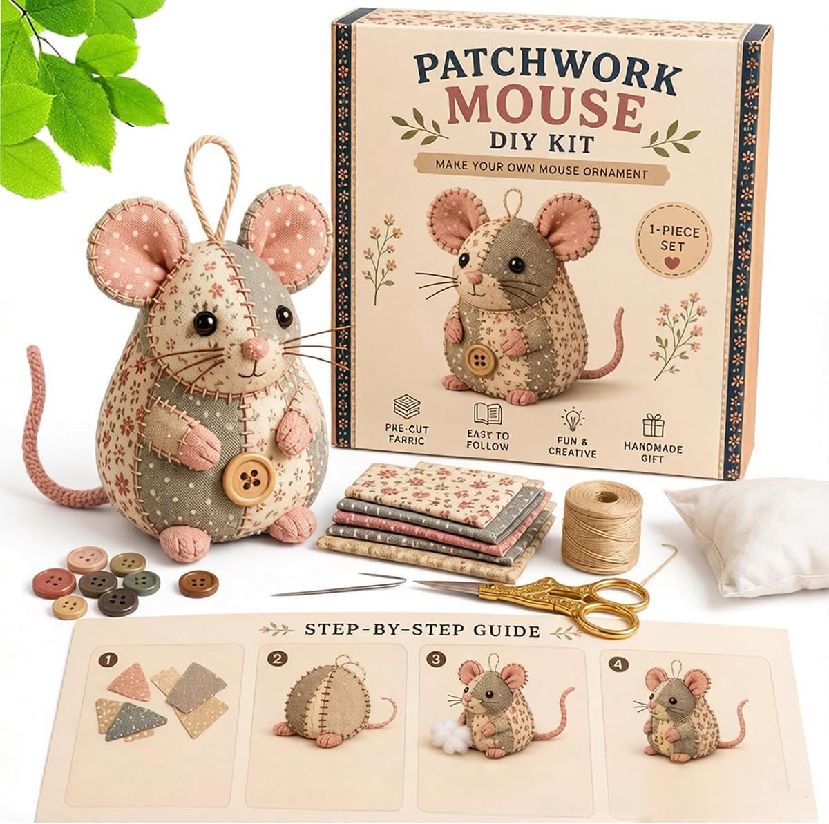 Amazon.com: Patchwork Mouse DIY Kit, Handmade Sewing Craft Set,Cute ...