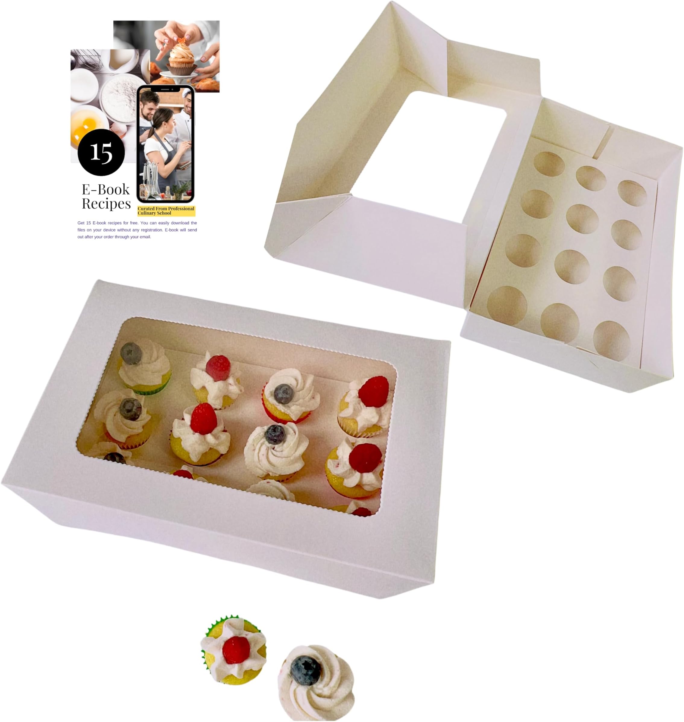 Amazon.com: Mini Cupcake Boxes Set of 10 Plus 15 Free Baking Recipes ...