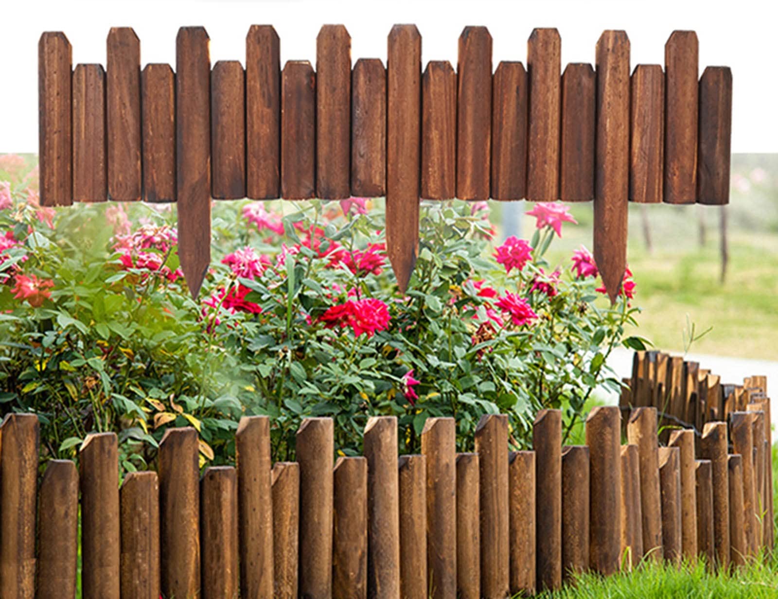 Atlas Natural Picket Fence Edging Yaheetech Outdoor Landscape Edging