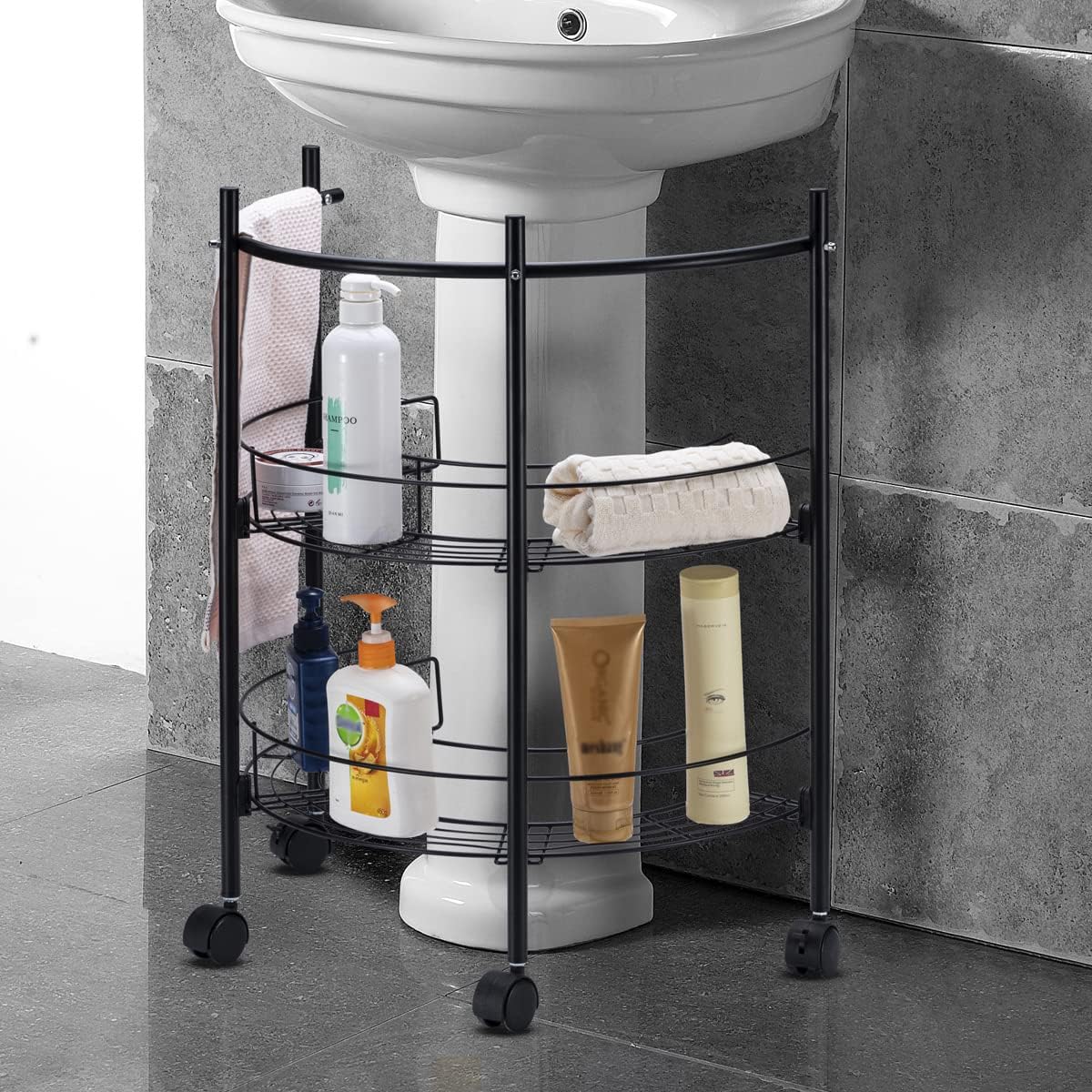 Amazon.com: L&H UNICO Pedestal Under The Sink Rack with 2 Storage ...