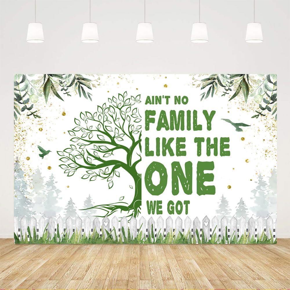 Amazon.com : Withu Family Reunion Backdrop Green Family Tree Leaves ...