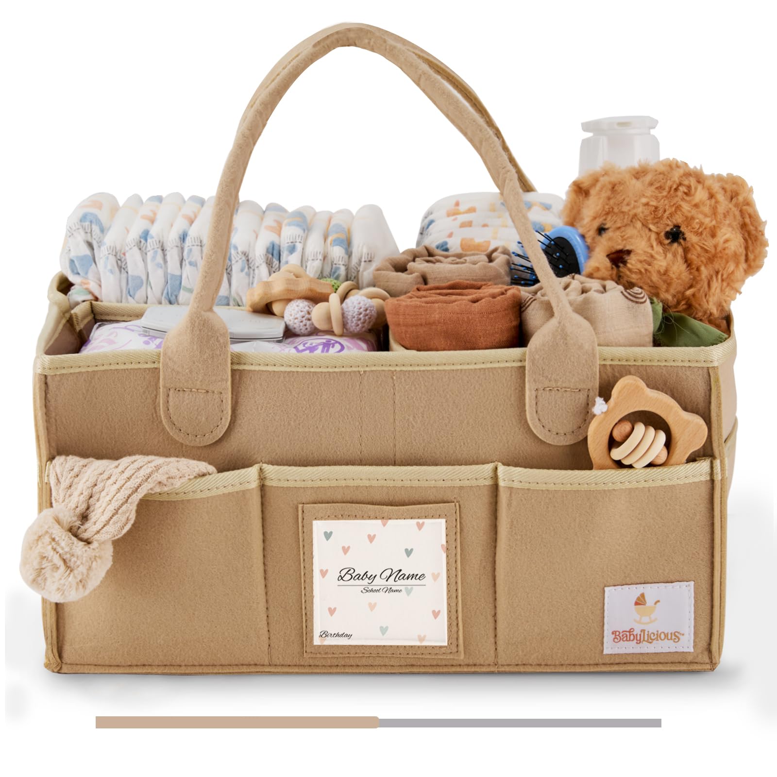 Amazon.com: Babylicious Baby Diaper Caddy Organizer | Felt Changing ...
