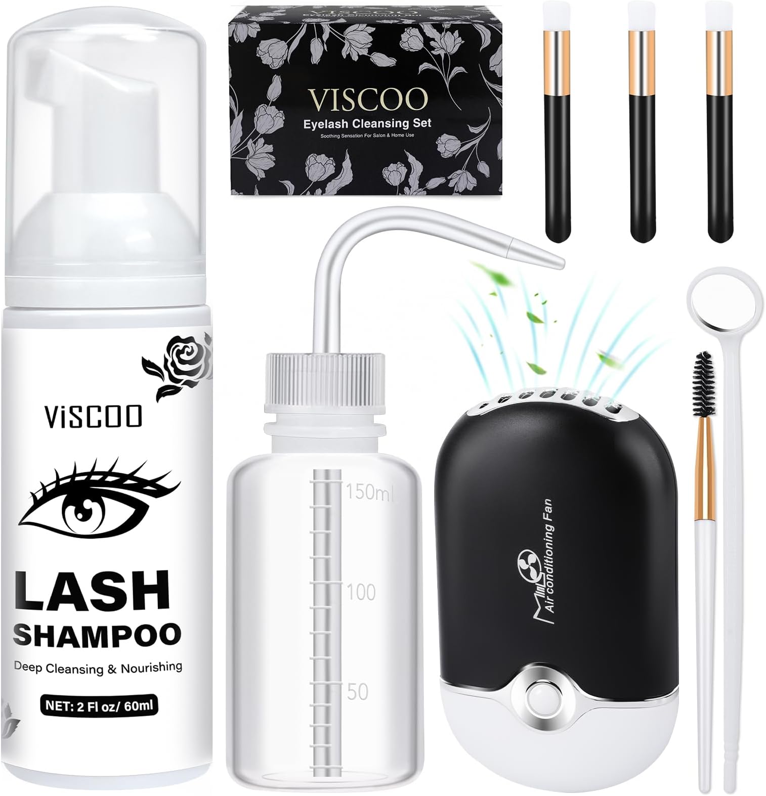 Amazon.com: VISCOO Eyelash Shampoo for Eyelash Extension Kit, Eyelash ...