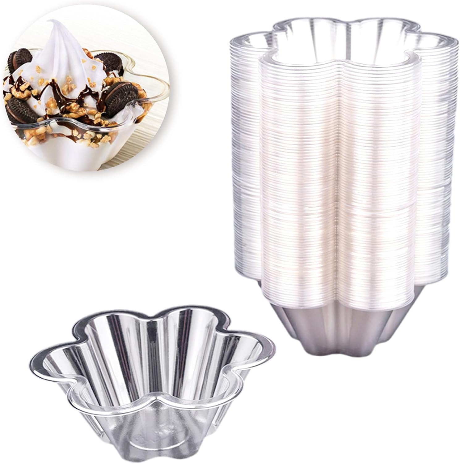 Amazon.com: ZHUOMINGJIA 150Pcs 8.5 oz Plastic Clear Ice Cream Bowls ...