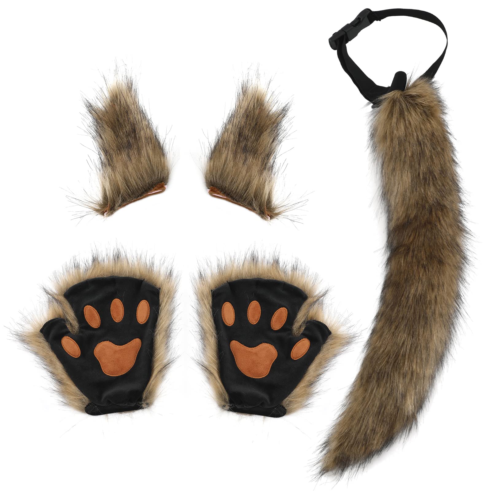 Buy Wolf Fox Ears Tails and Furry Paws Set Neko Cat Dog Ears and Tail ...
