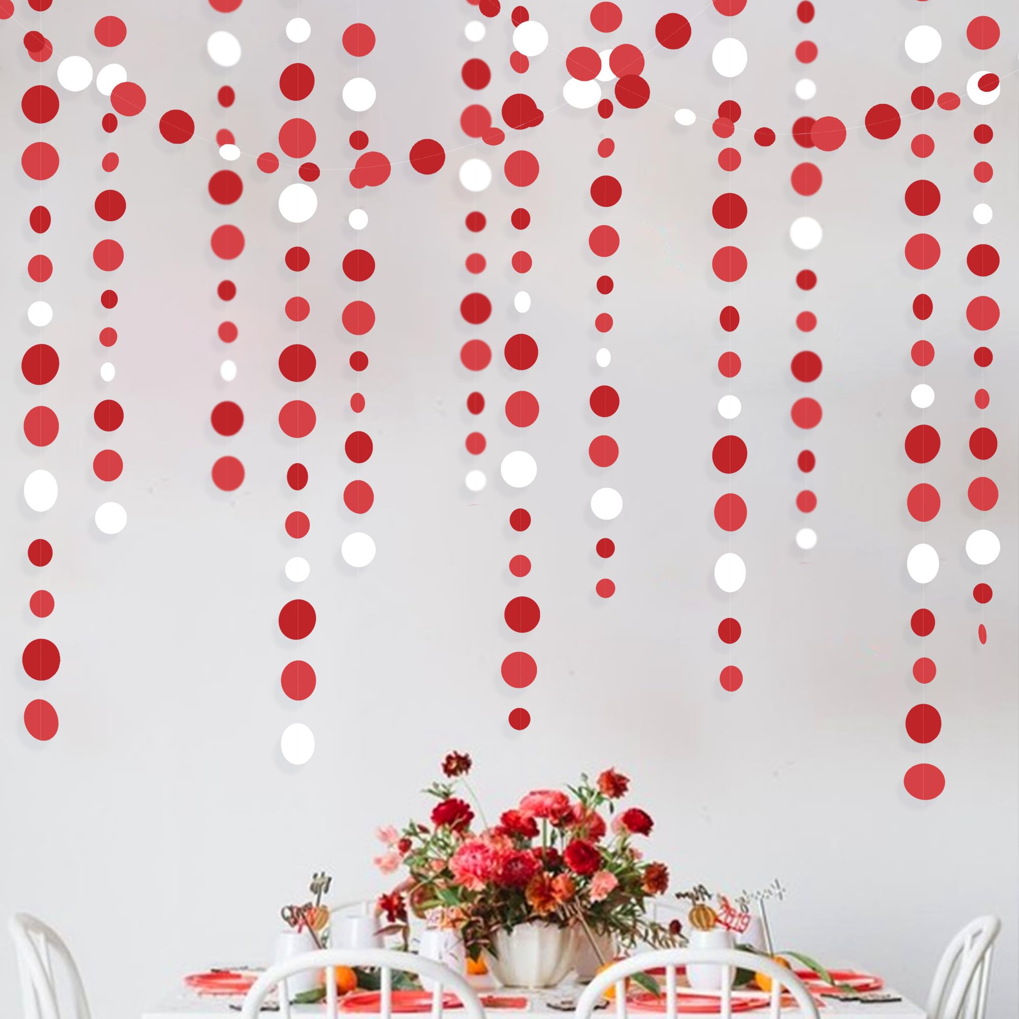 Amazon.com: 46 Ft Red Party Decorations Polka Dots Garlands Red and ...