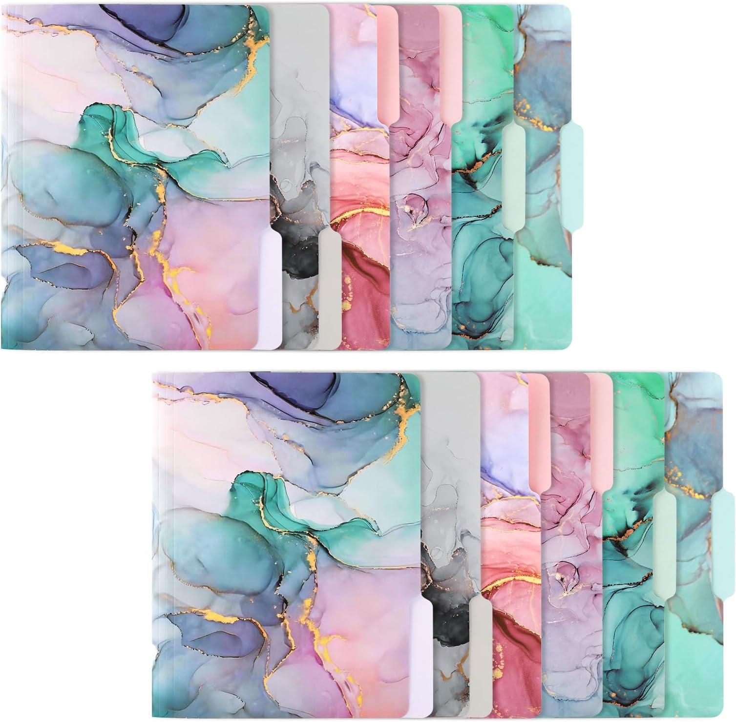 Amazon.com : 12 Pack Decorative File Folders with Gold Foil Geometrical ...