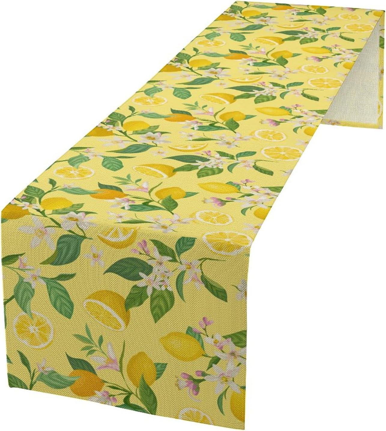 Amazon.com: Lemon Table Runner Watercolor Fruits Pink Flower Green ...