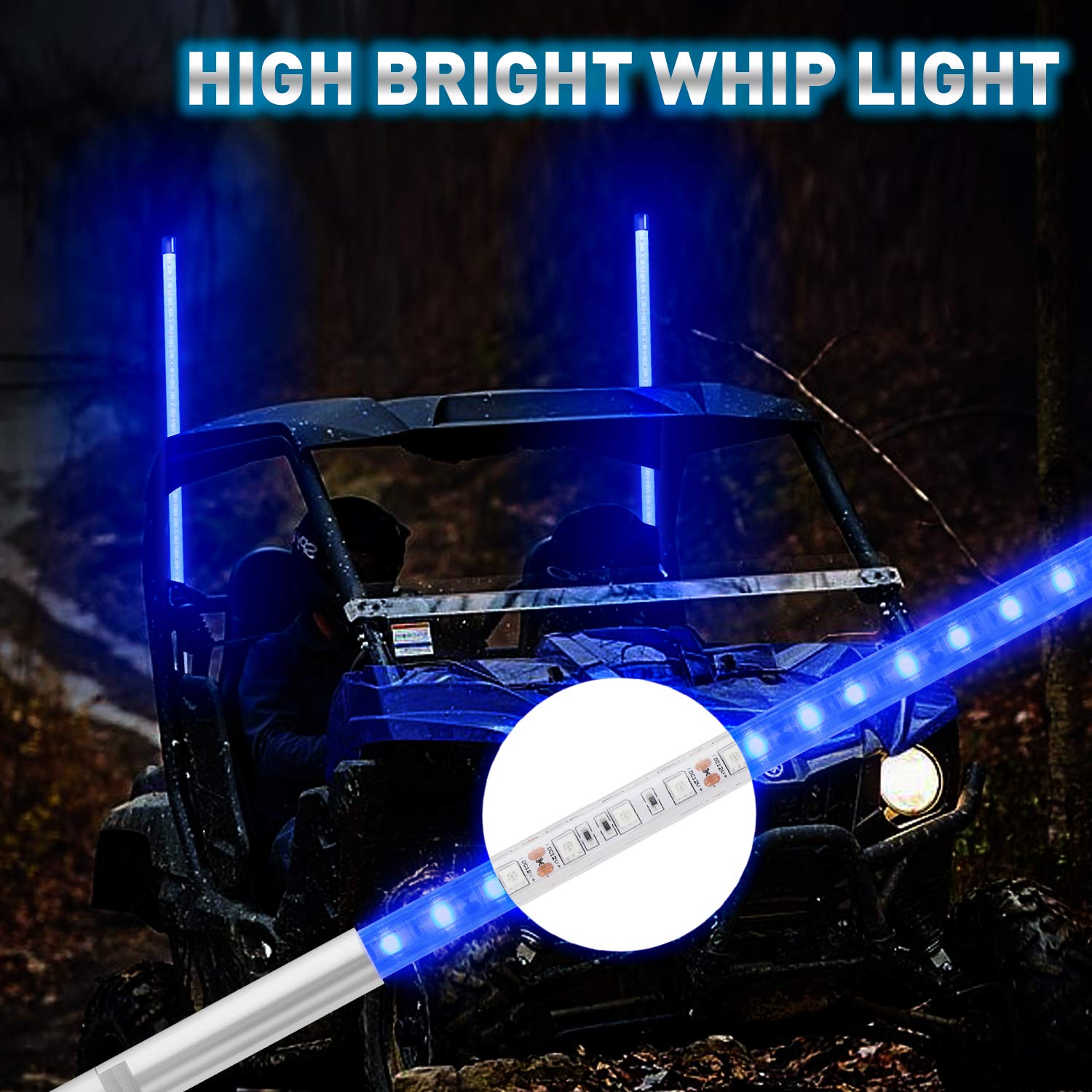 Snapklik.com : 3ft LED Light Whip, AAIWA LED Whip Lights For ATV UTV ...
