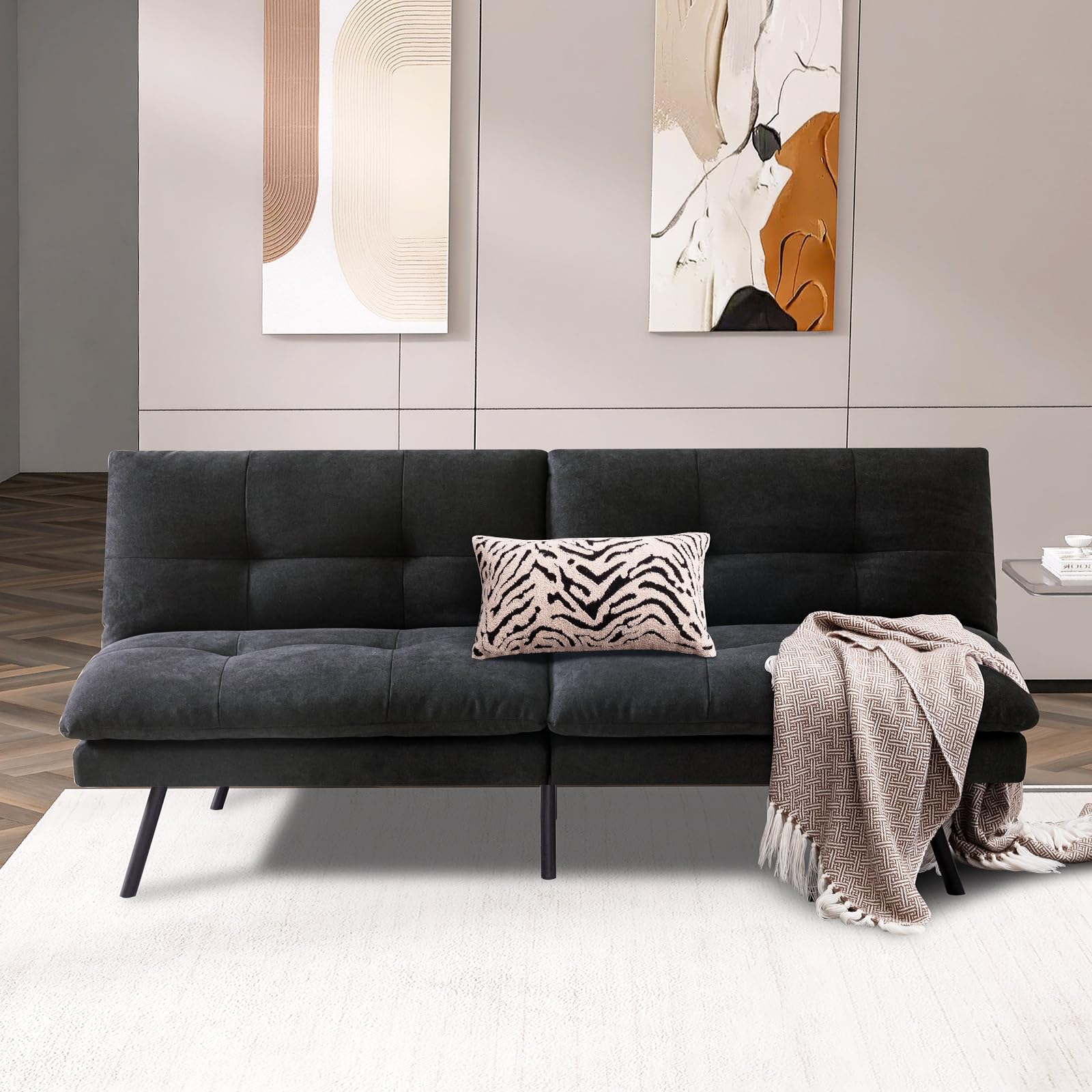 Amazon.com: Erdoru Convertible Armless Futon Sofa Bed,Memory Foam Futon ...