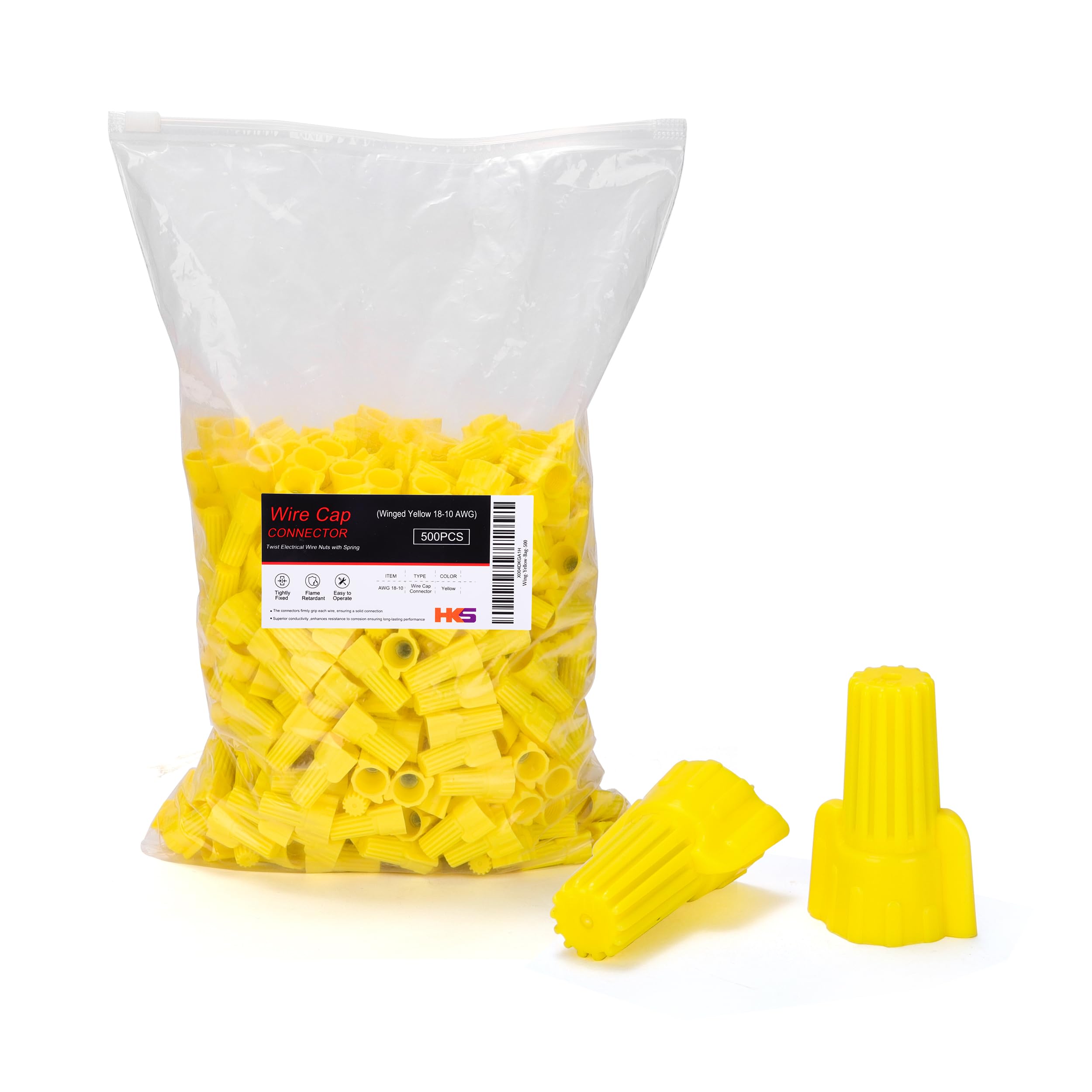 Snapklik.com : HKS 500 PCS Yellow Wire Nuts - AWG 20-10 Winged ...