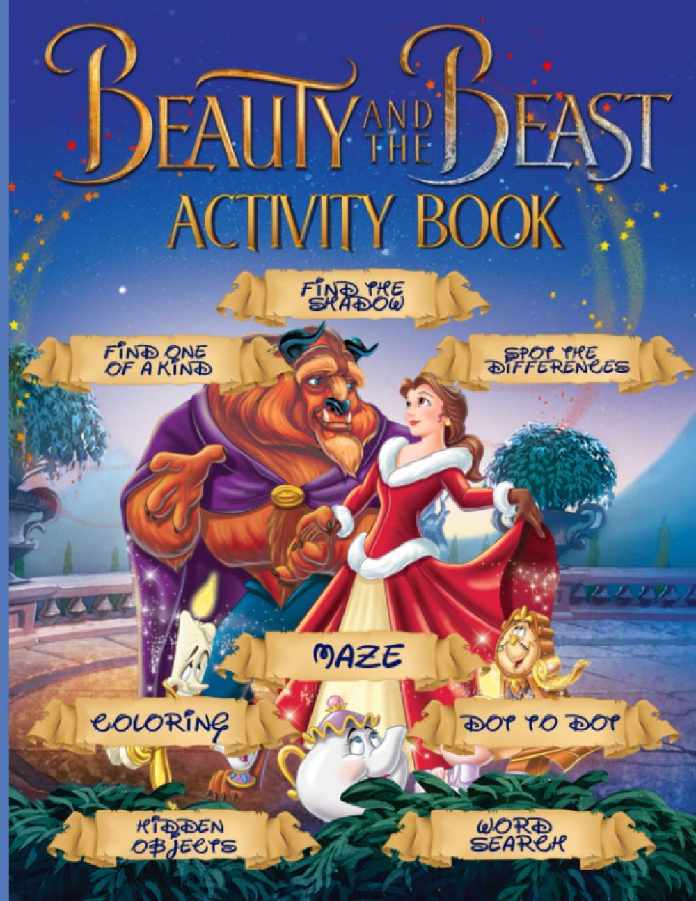 Buy Beauty And The Beast Activity Book: Premium Dot To Dot, Word Search ...