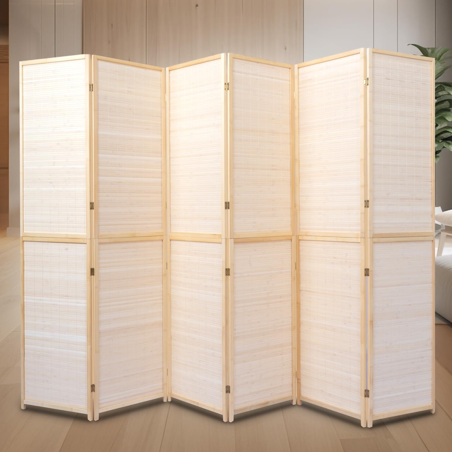 Room Divider Folding Privacy Screens, 6FT Bamboo Room Divider Wall ...