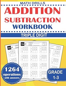 Amazon.com: math drills-Triple Digit Addition And Subtraction Workbook ...