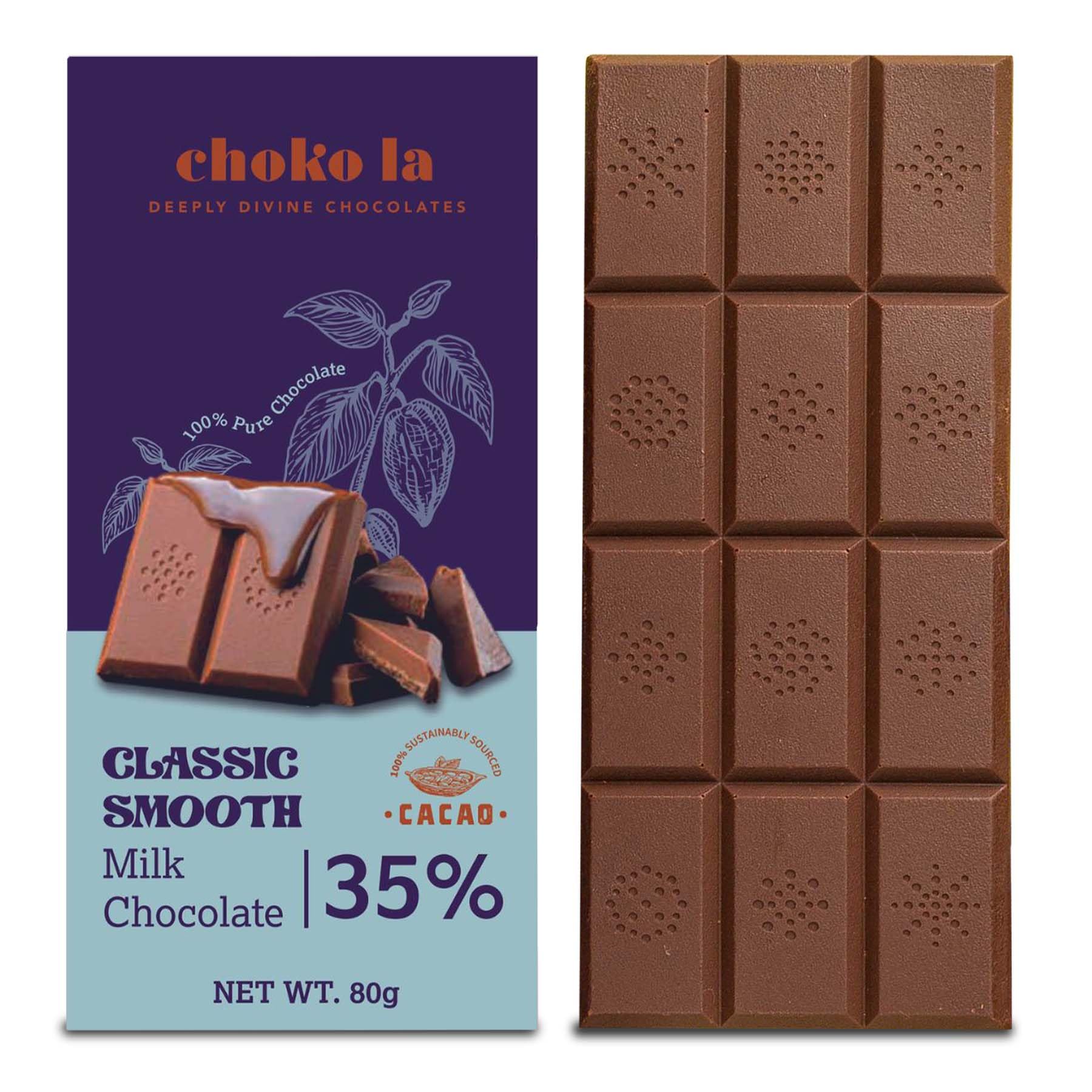 Chokola 35% Classic Smooth Bar | 100% Couverture Chocolate | Milk ...