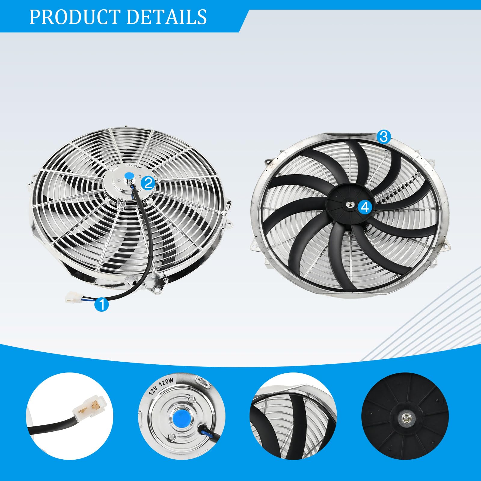 Snapklik.com : 16 Inch Chrome Universal Slim Fan Push Pull Electric ...