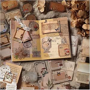 Amazon.com: RIVEENY Vintage Art Scrap Booking Supplies Stickers ...