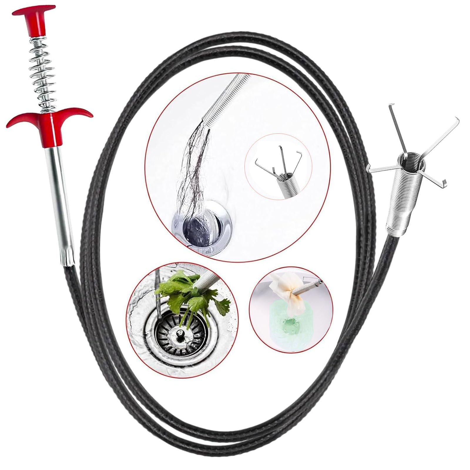 SHUOGUO Drain Snake,76 inch Flexible Grabber Claw Pick Up Reacher Tool ...