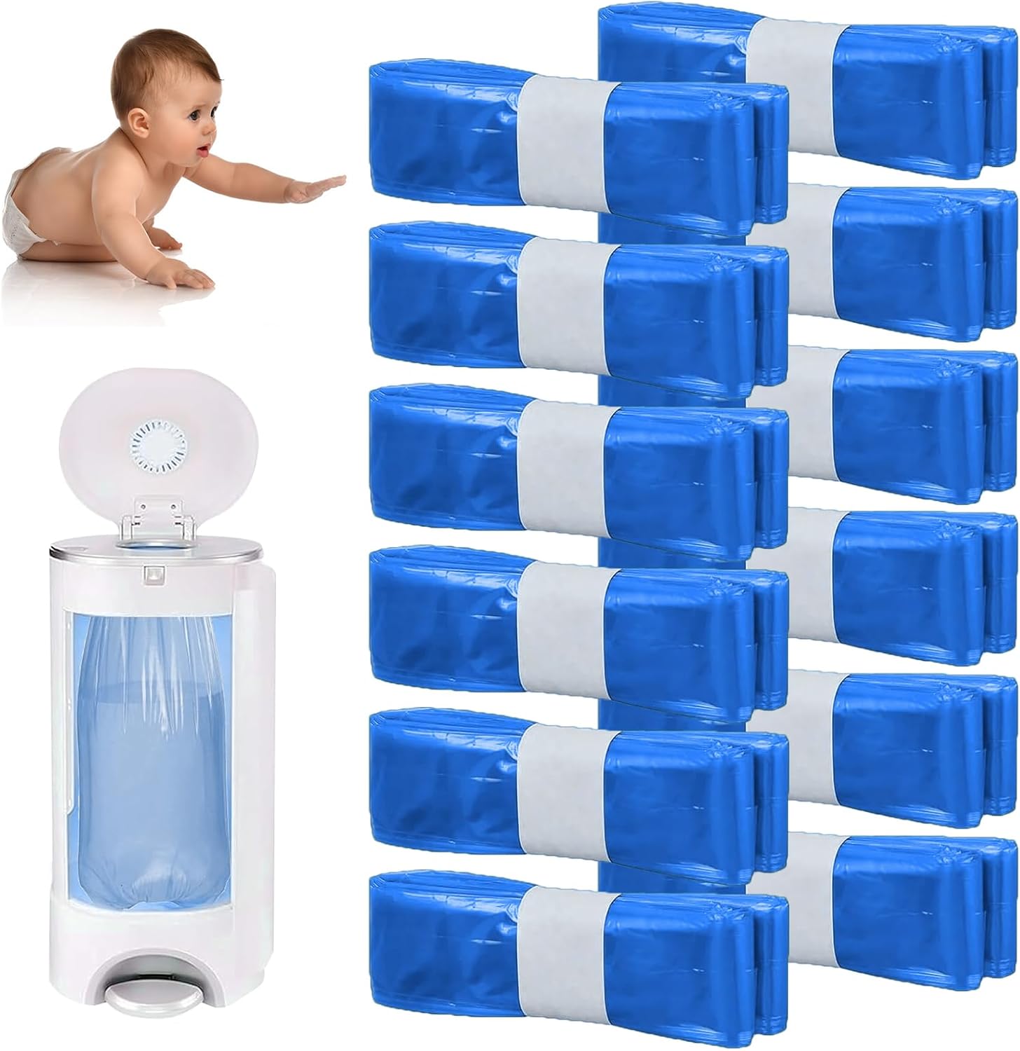 Amazon.com: 12 Pack Diaper Pail Refill Bags,For Genie Diaper Bags ...