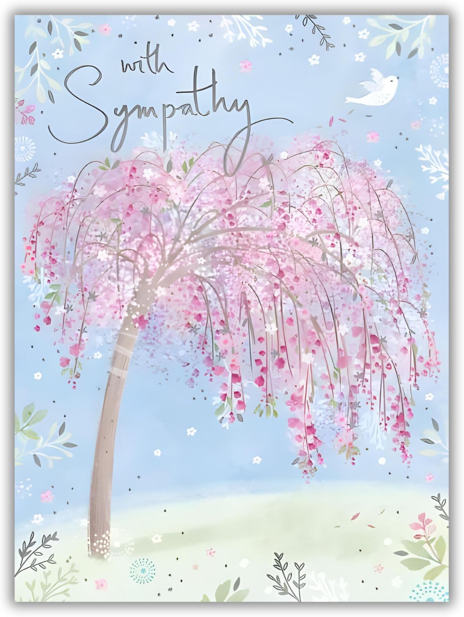 Sympathy Card - Pink Cherry Blossom Tree and Dove - Eco-Friendly ...