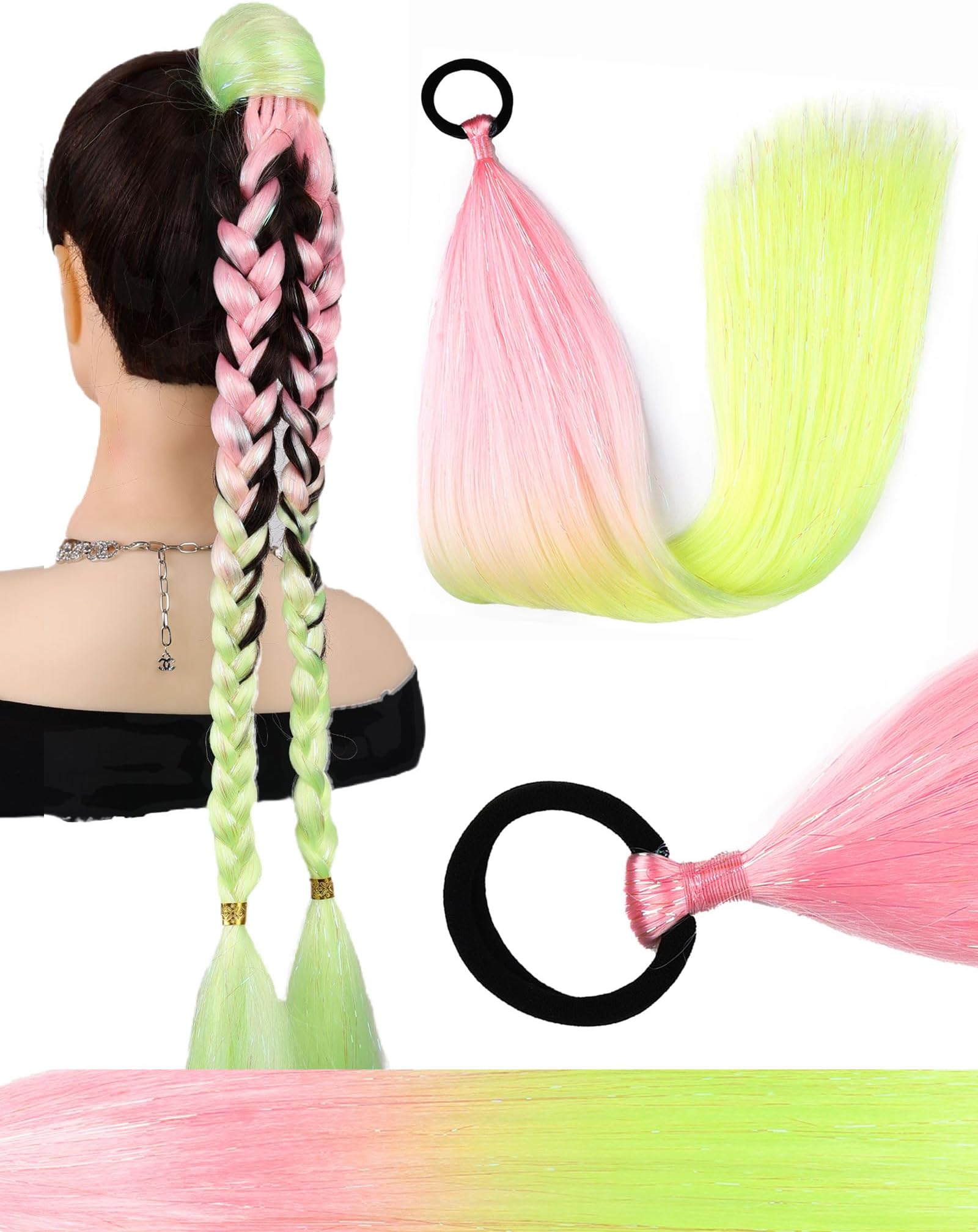 Amazon.com : Ponytail Extension With Hair Tie 24 inch Colored Hair ...